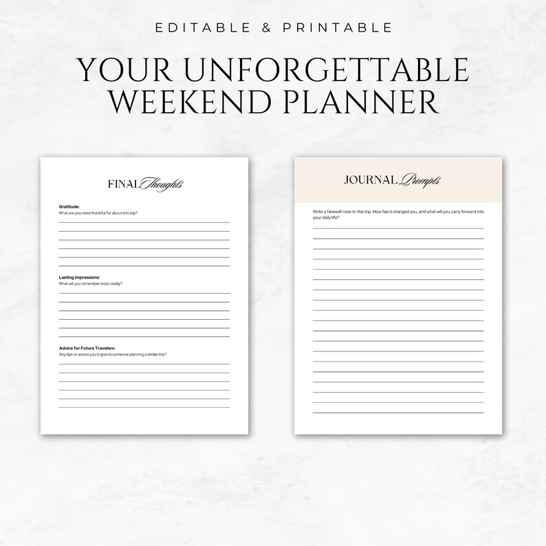 Weekend Planner Template Printable Weekend Itinerary Template Weekend ...