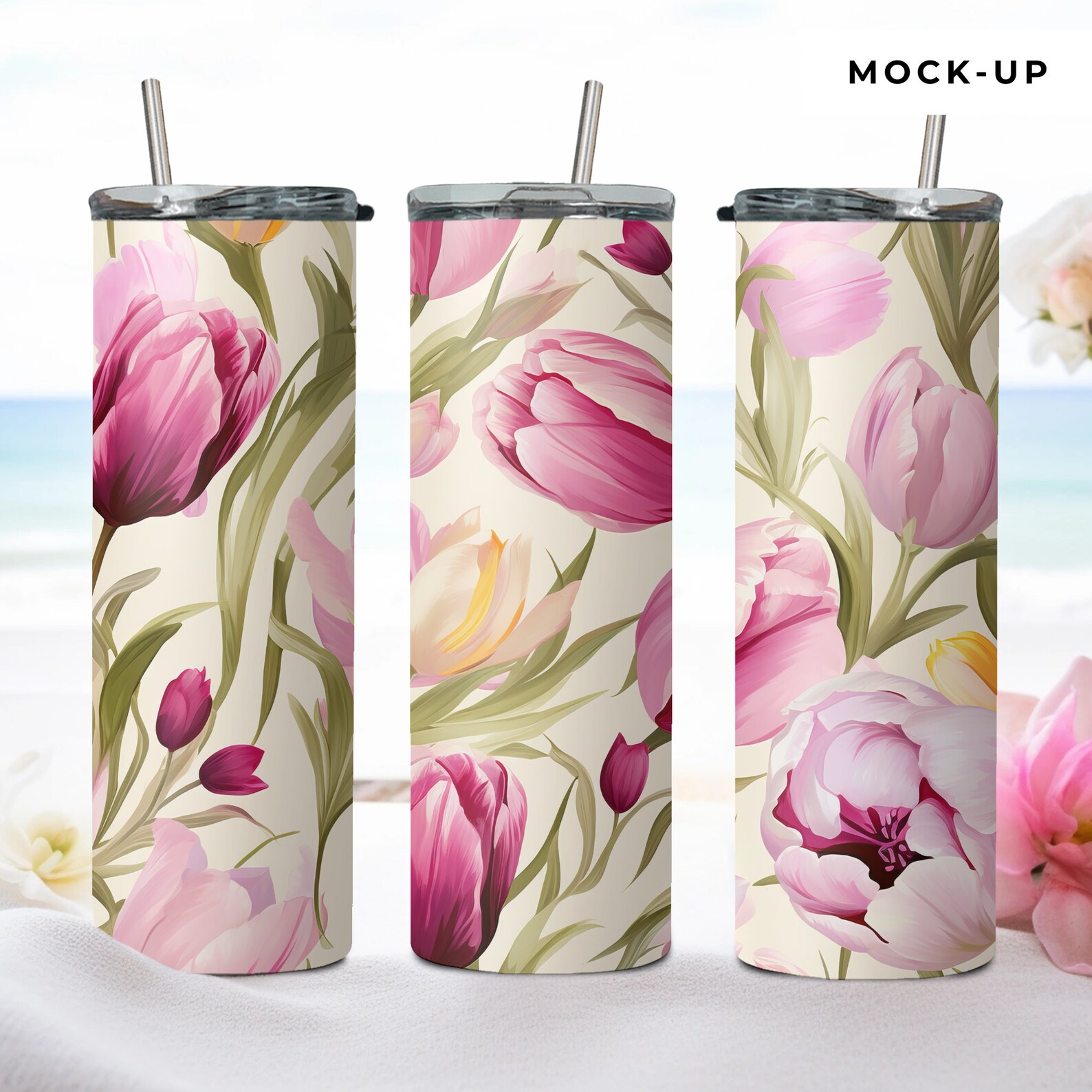 Seamless Pink Tulips Digital Pattern Pink Flower Pattern Floral Pattern ...