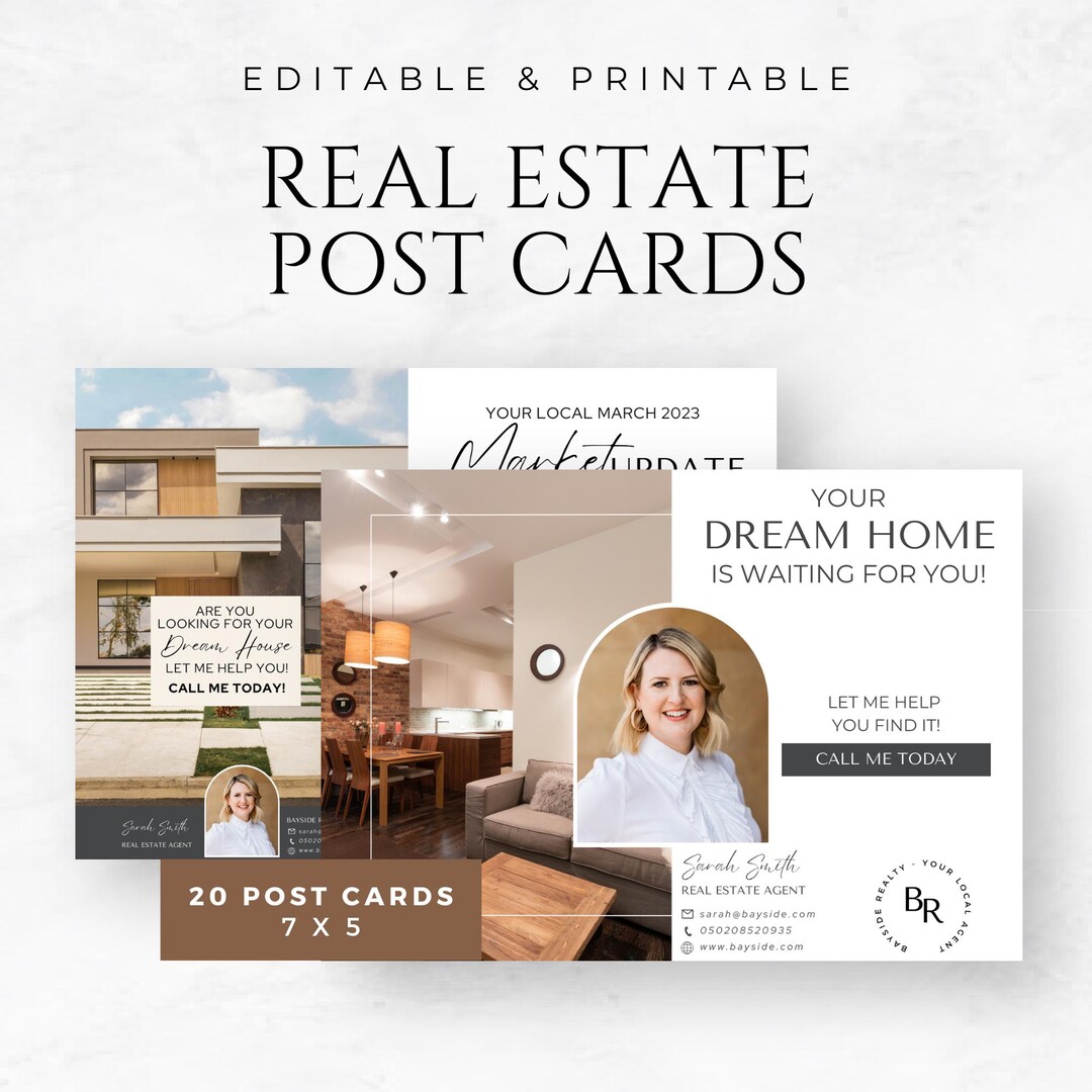Real Estate Post Cards Templates Canva Printable Realtor Postcard Real ...