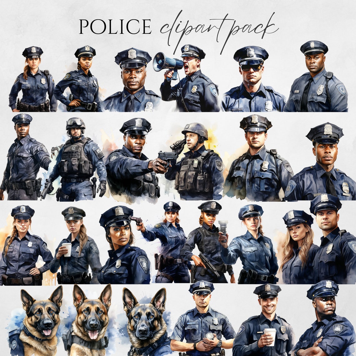 Police Clipart Watercolor Police Clip Art Police PNG Police Officer ...