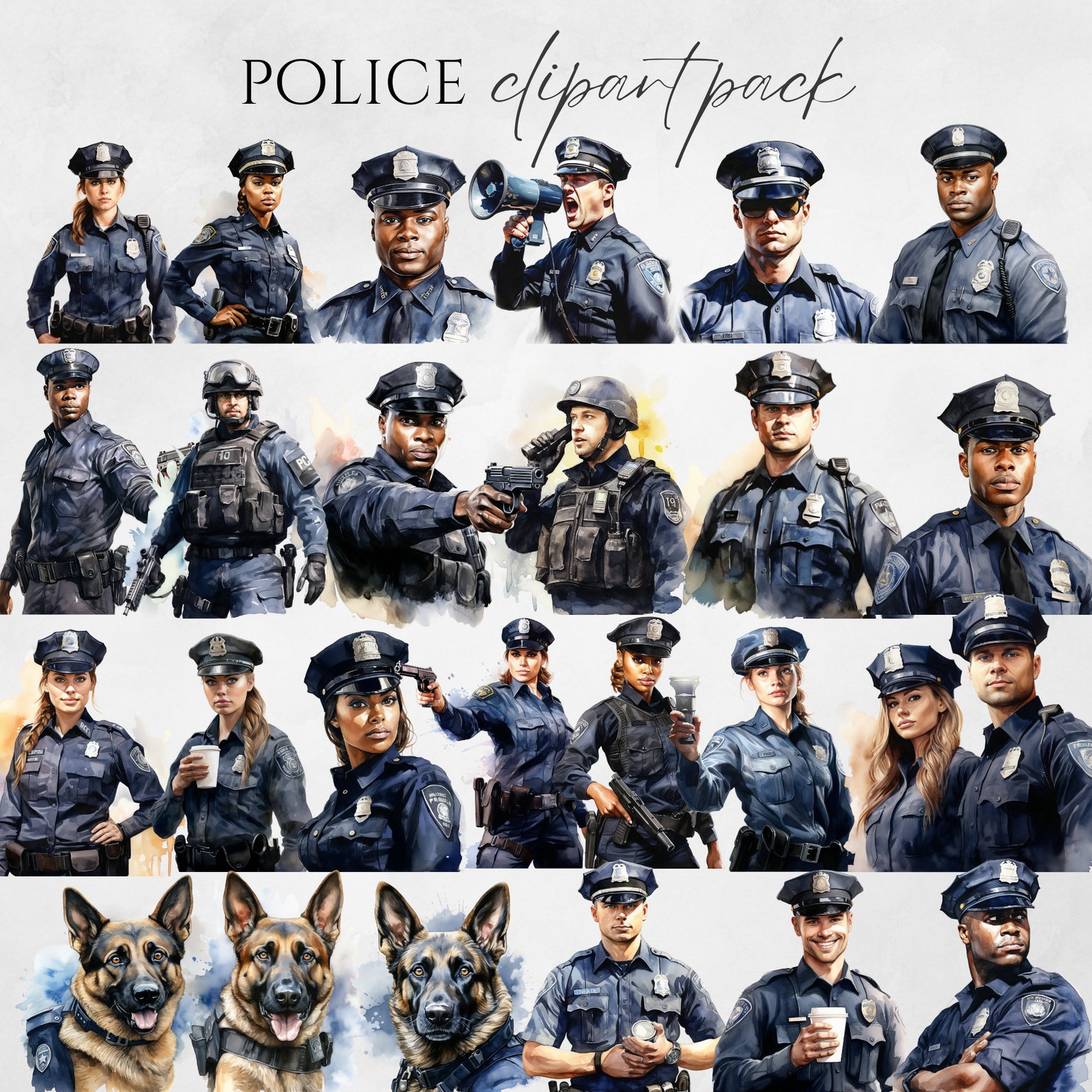 Police Clipart Watercolor Police Clip Art Police PNG Police Officer ...