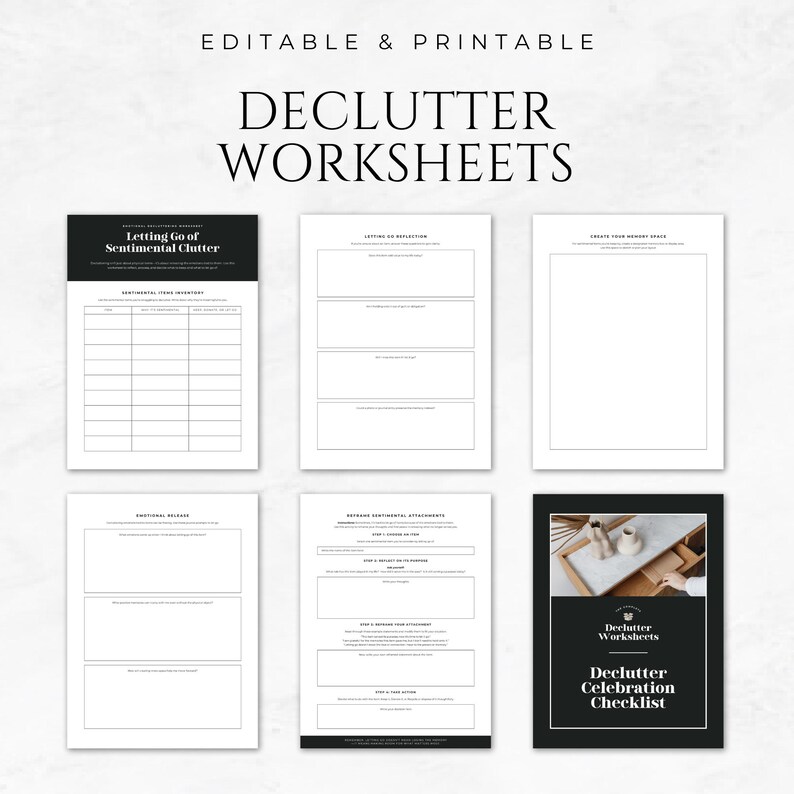 Declutter Worksheets Template Printable Home Organization Planner ...