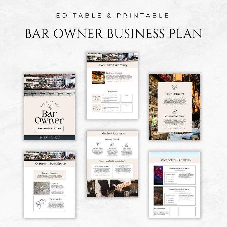Bar Owner Business Plan Canva Template Bar Startup Plan Nightclub ...