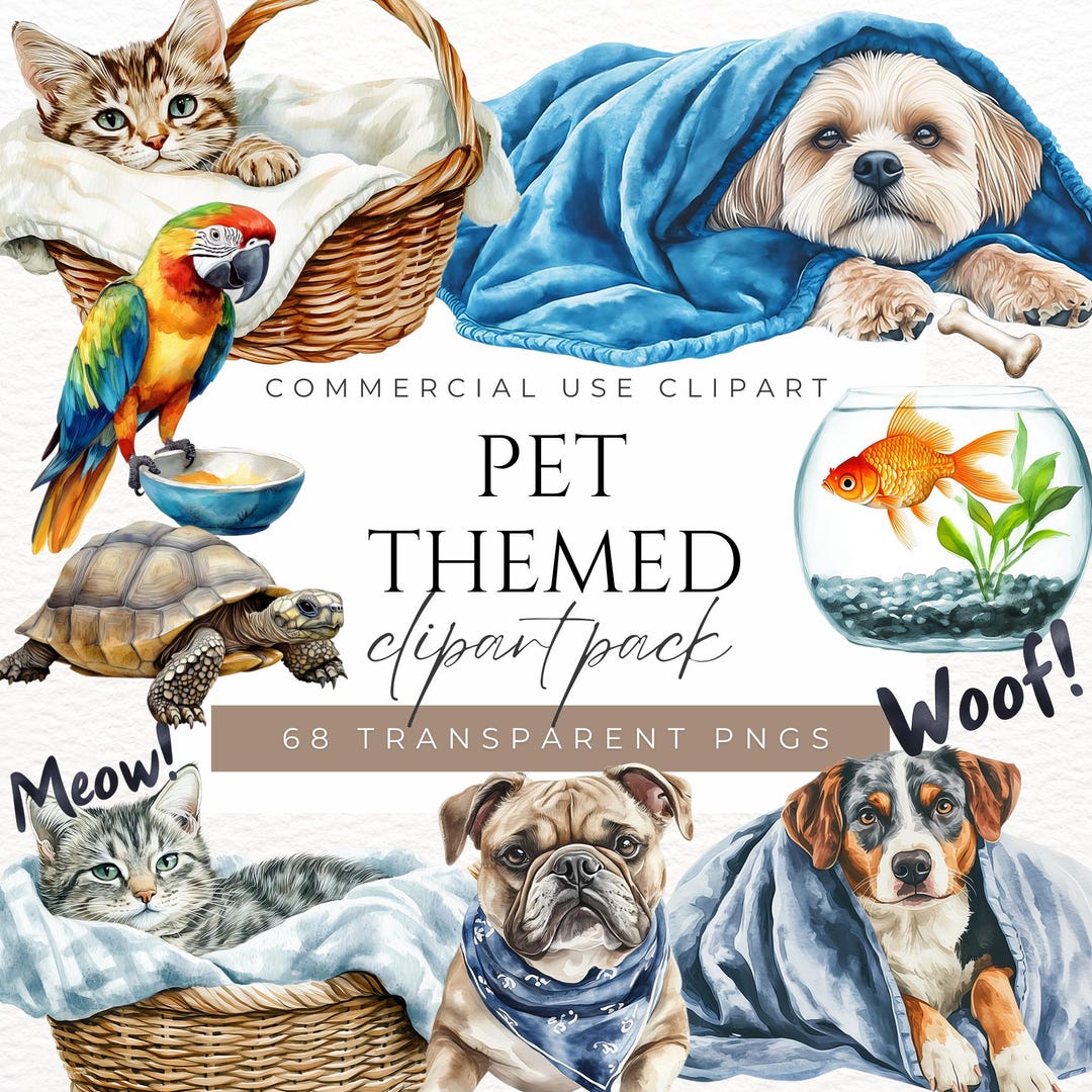 Pet Themed Clipart Dog Clipart Cat Clipart Animal Clipart Puppy Kitten ...