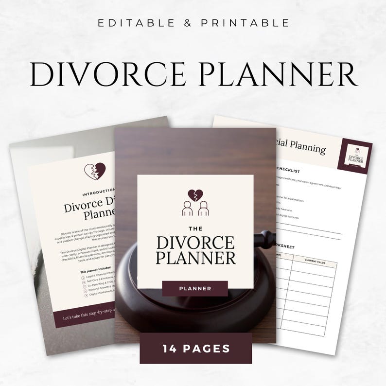 Divorce Planner Templates Printable Divorce Journal Divorce Organizer ...
