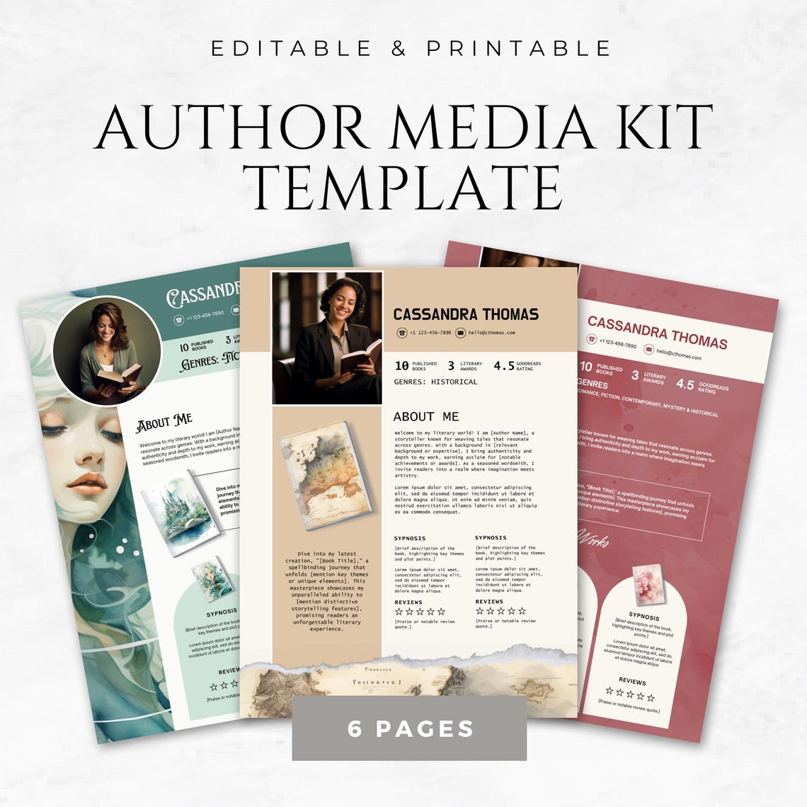 Author Media Kit Canva Template Printable Author Press Kit Book Launch ...
