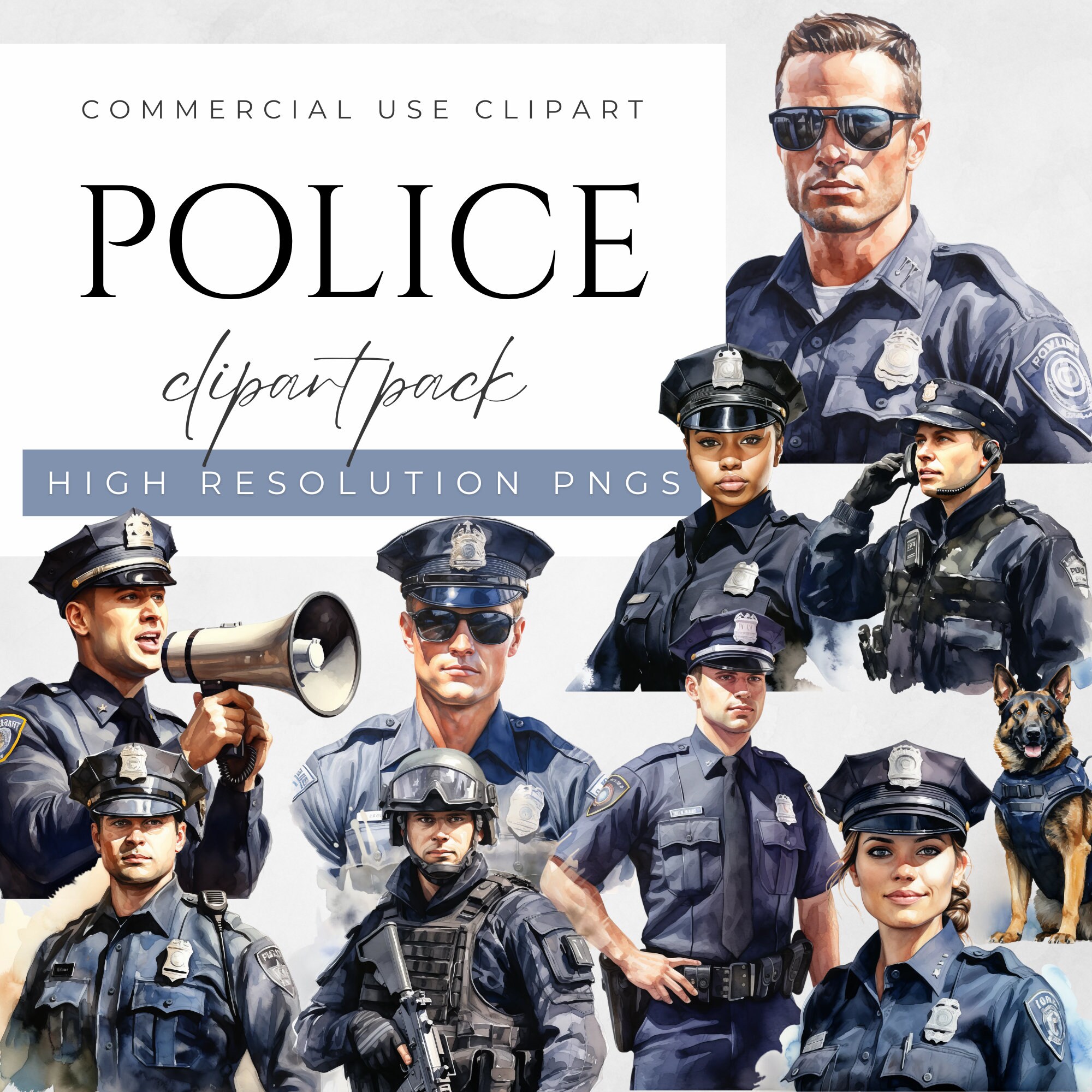 Police Clipart Watercolor Police Clip Art Police PNG Police Officer ...