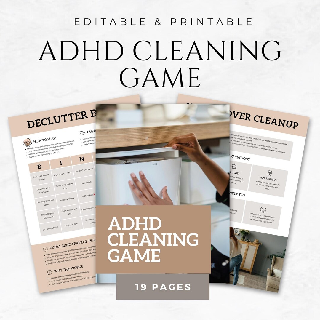 ADHD Cleaning Game Canva Template Editable Chore System for ADHD Adults ...