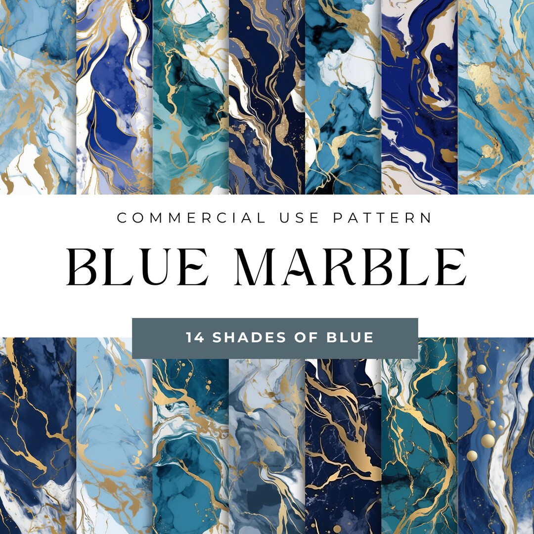 Seamless Blue Marble With Elegant Gold Patterns Shades of Blue Marble ...