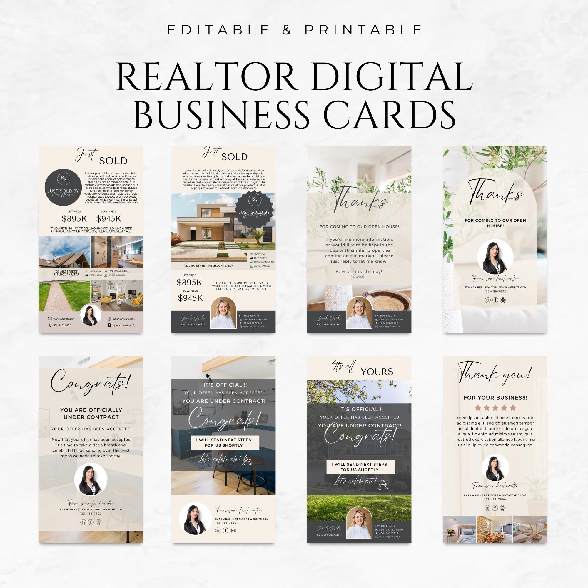 Realtor Digital Business Card Printable Minimalist Real Estate Business ...