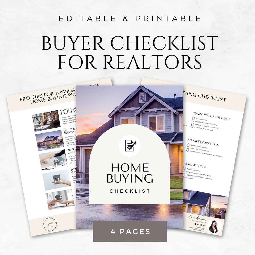 Buyer Checklist for Realtors Template Home Buying Guide Real Estate ...