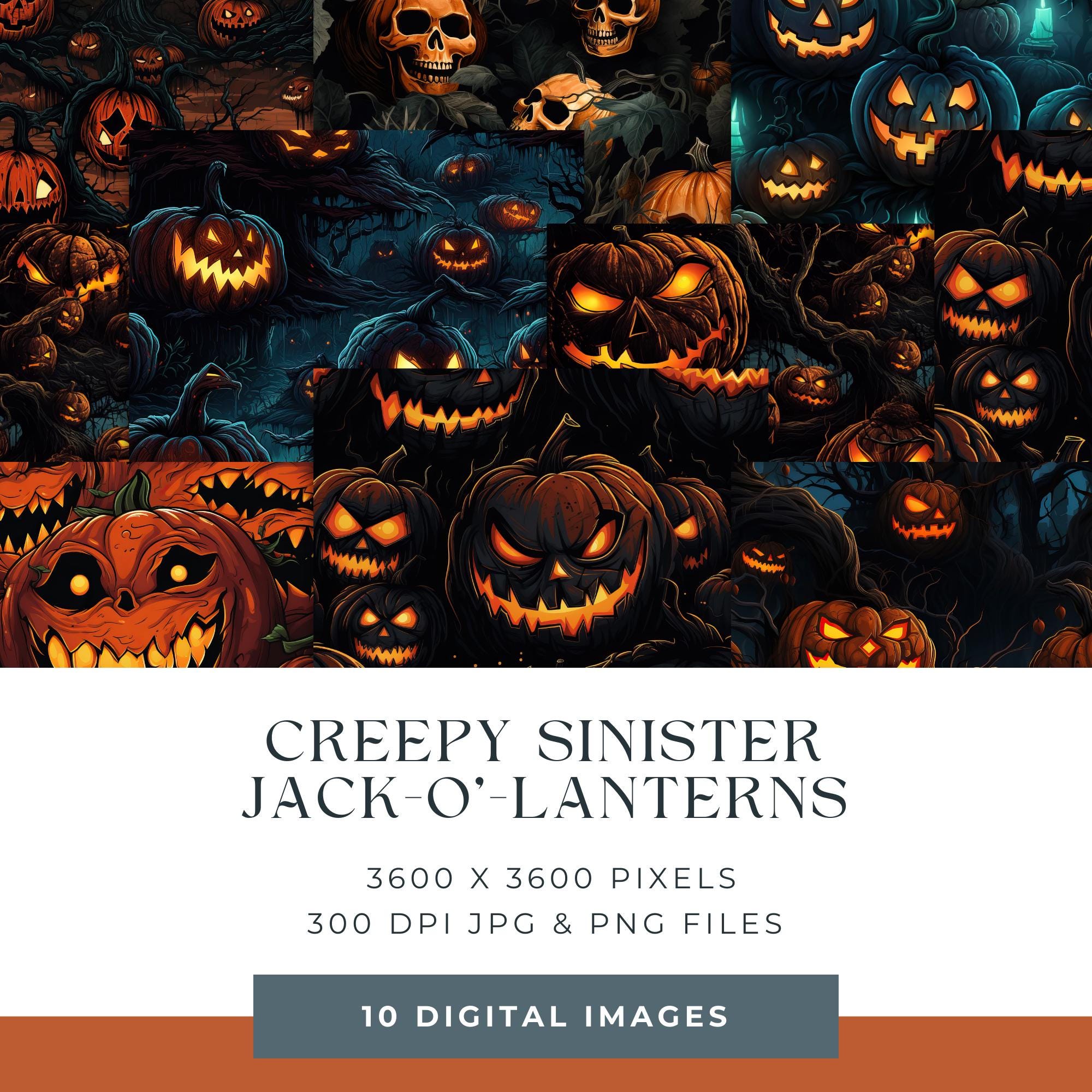 Seamless Creepy Jack O' Lantern Patterns Sinister Pumpkin Pattern Scary ...