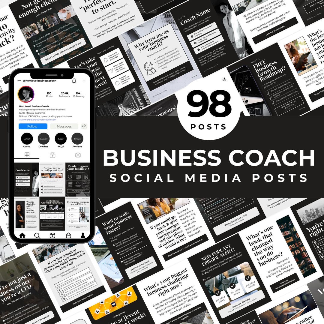 Business Coach Instagram Posts Templates Social Media Posts for Coaches ...