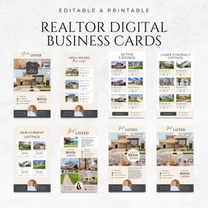 Realtor Digital Business Card Printable Minimalist Real Estate Business ...