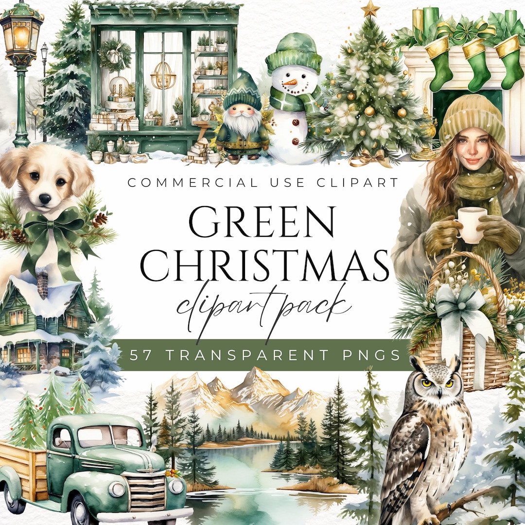 Green Christmas Clipart Holiday Clipart Christmas Decor Winter Green ...