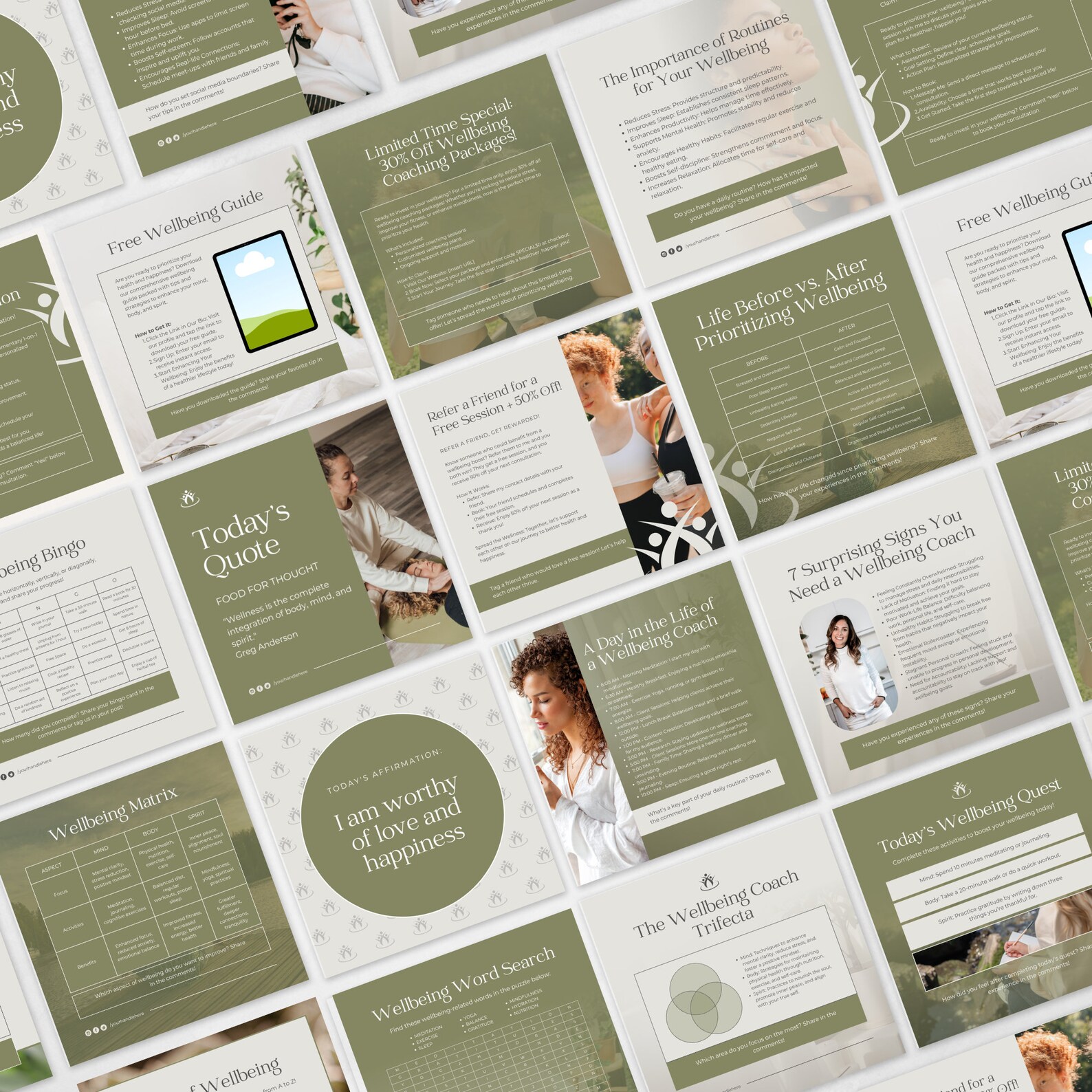 Wellness Coach Instagram Posts Templates Wellness Templates Holistic ...