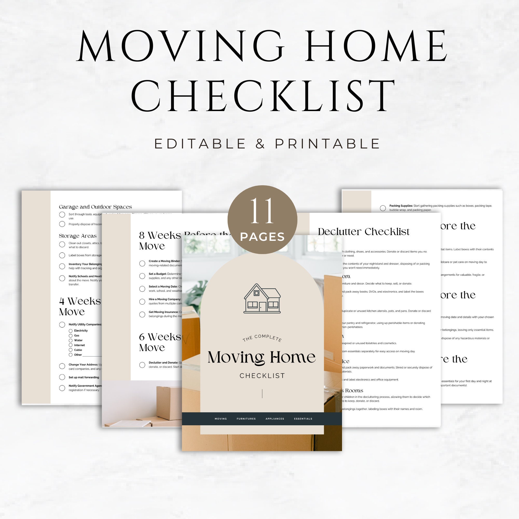 Moving Home Checklist Editable Canva Template, Moving Out Checklist ...