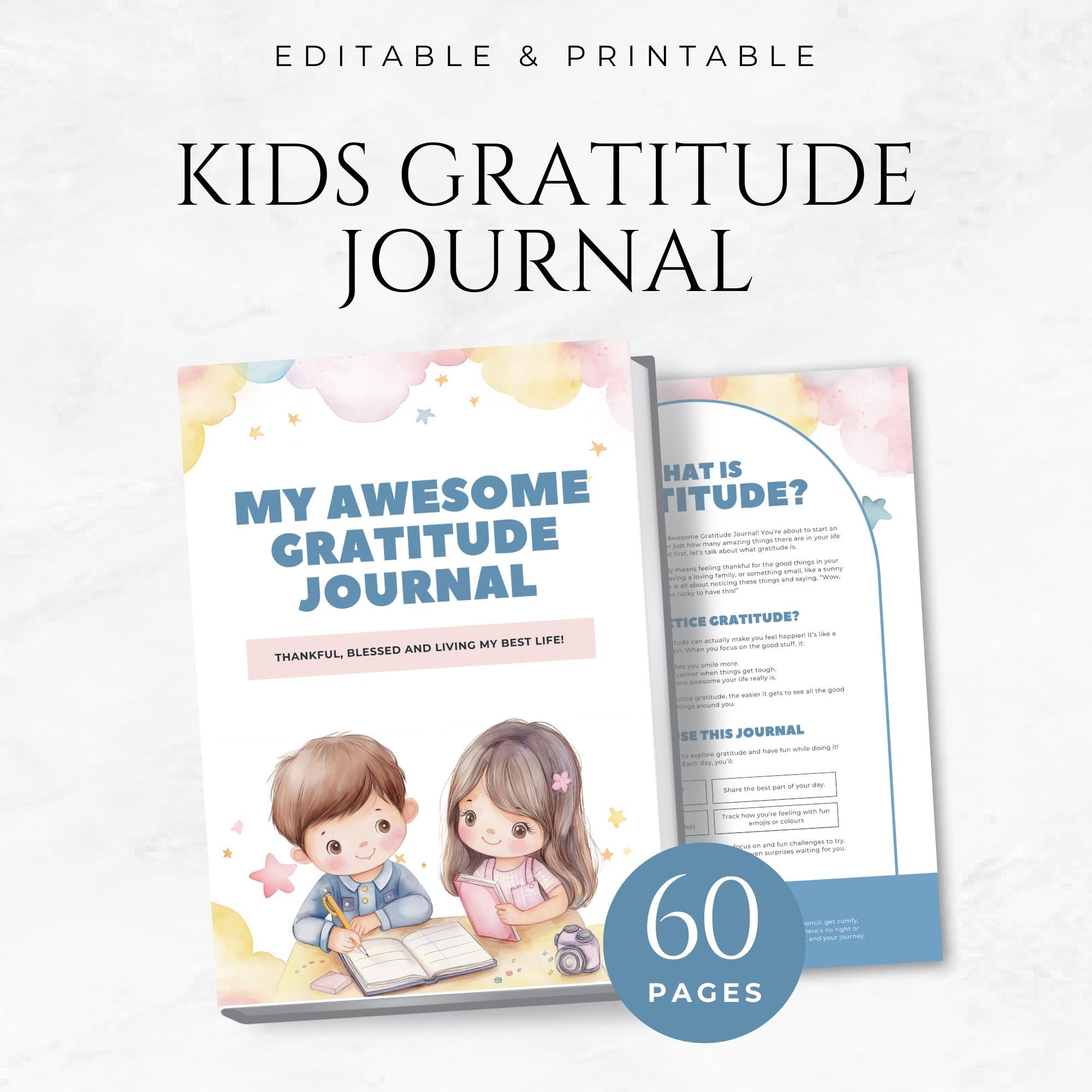 Kids Gratitude Journal Template Printable Children’s Mindfulness ...