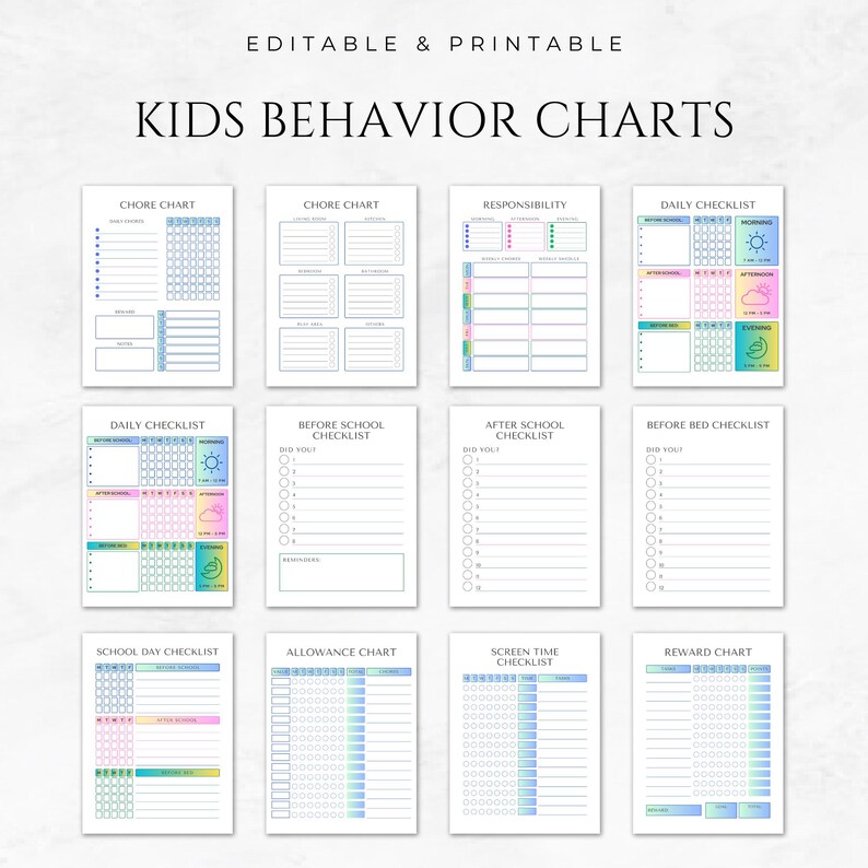 Kids Behavior Chart Templates Printable Behavior Checklist Reward Chart ...