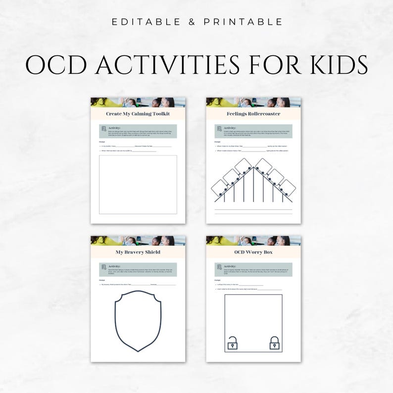 OCD Activities for Kids Template Printable Child Anxiety Management OCD ...