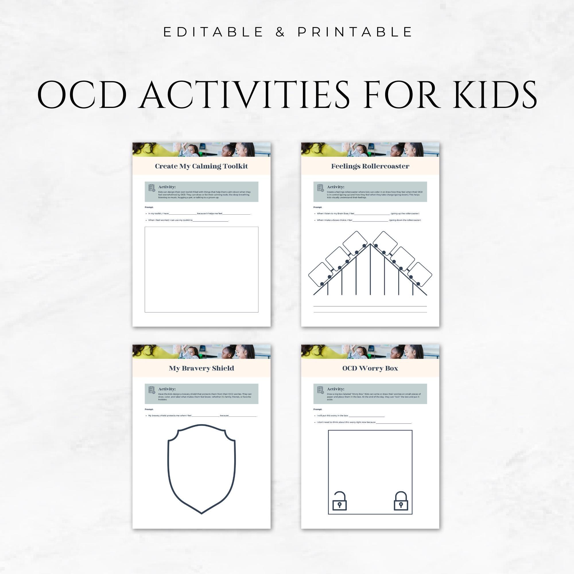 OCD Activities for Kids Template Printable Child Anxiety Management OCD ...