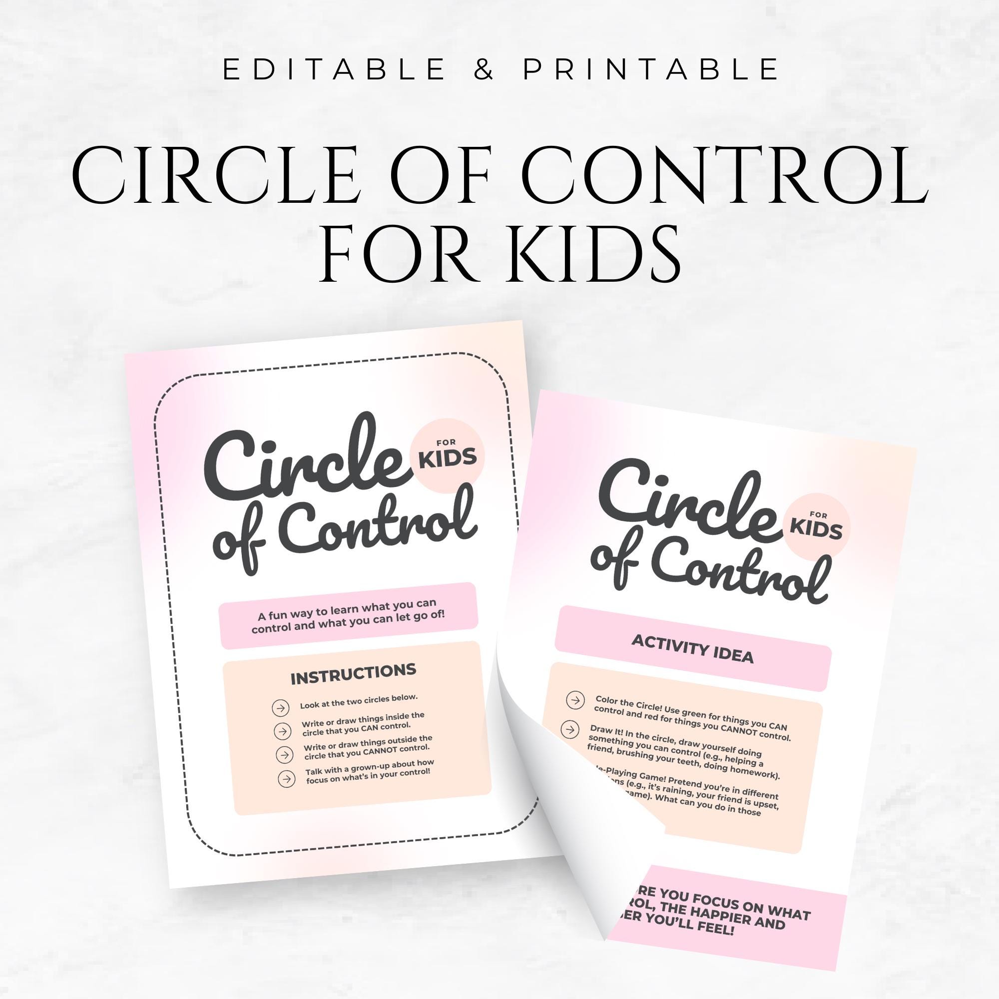 Circle of Control for Kids Worksheet Template Printable Emotional ...