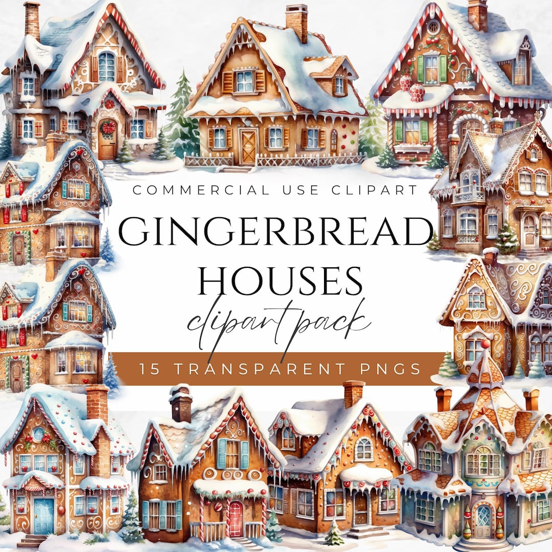 Gingerbread Houses Clipart Christmas Holiday Clipart Winter Clipart ...