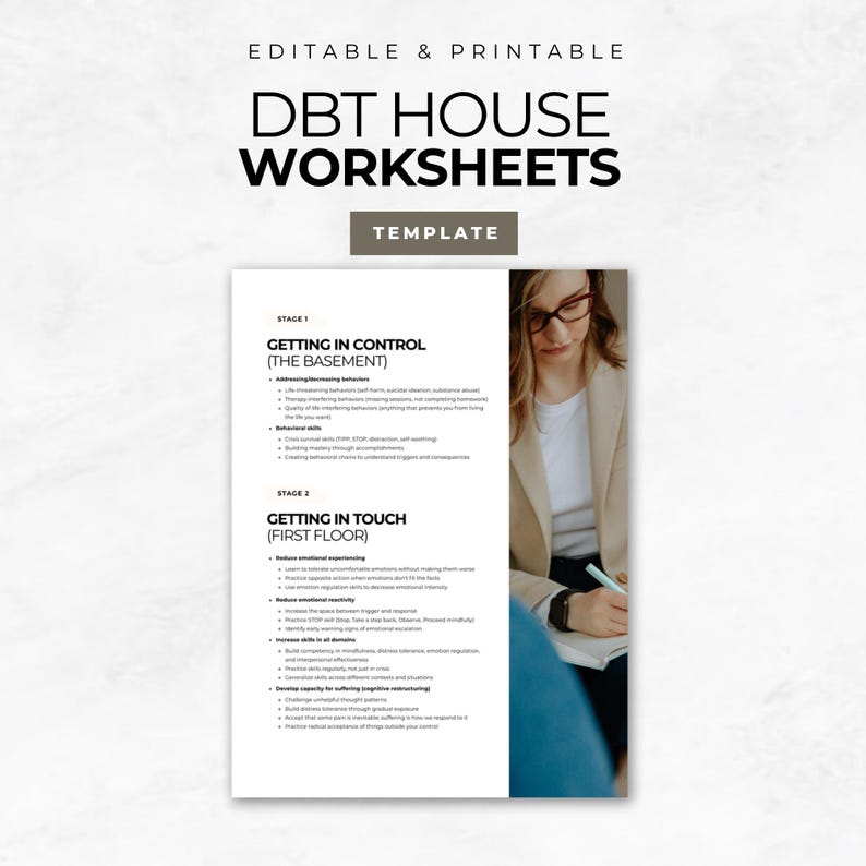 DBT House Worksheet Canva Template, Editable Therapy Reflection Activity for Counselors, Social ...
