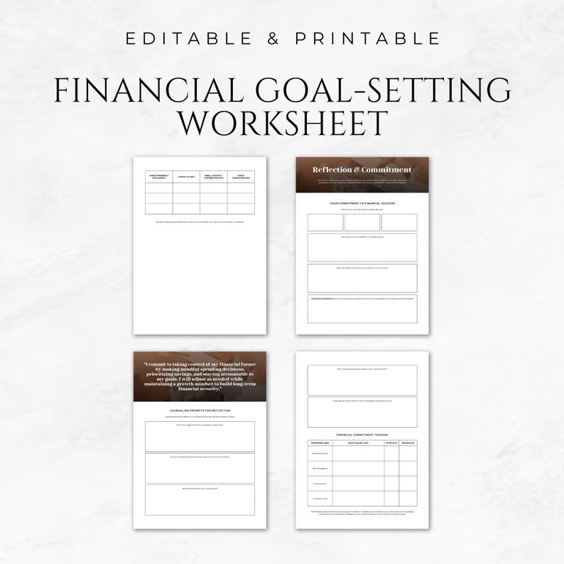 Financial Goal-setting Worksheet Template Printable Money Management ...