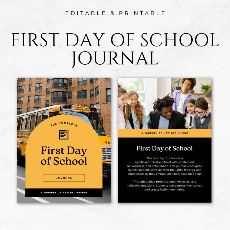 First Day of School Journal Template Back to School Keepsake School ...