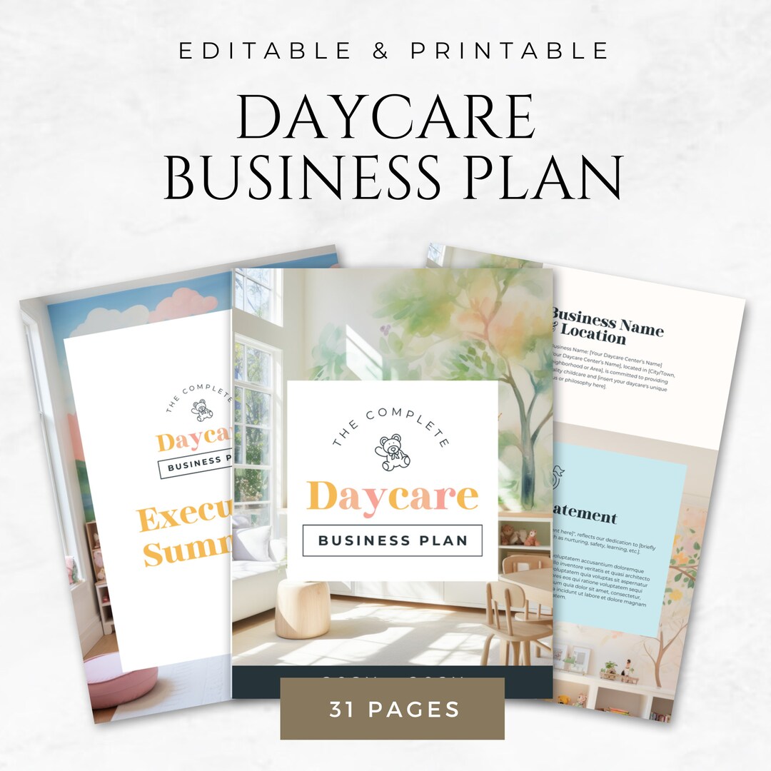 Daycare Business Plan Template Childcare Business Plan Daycare Startup ...