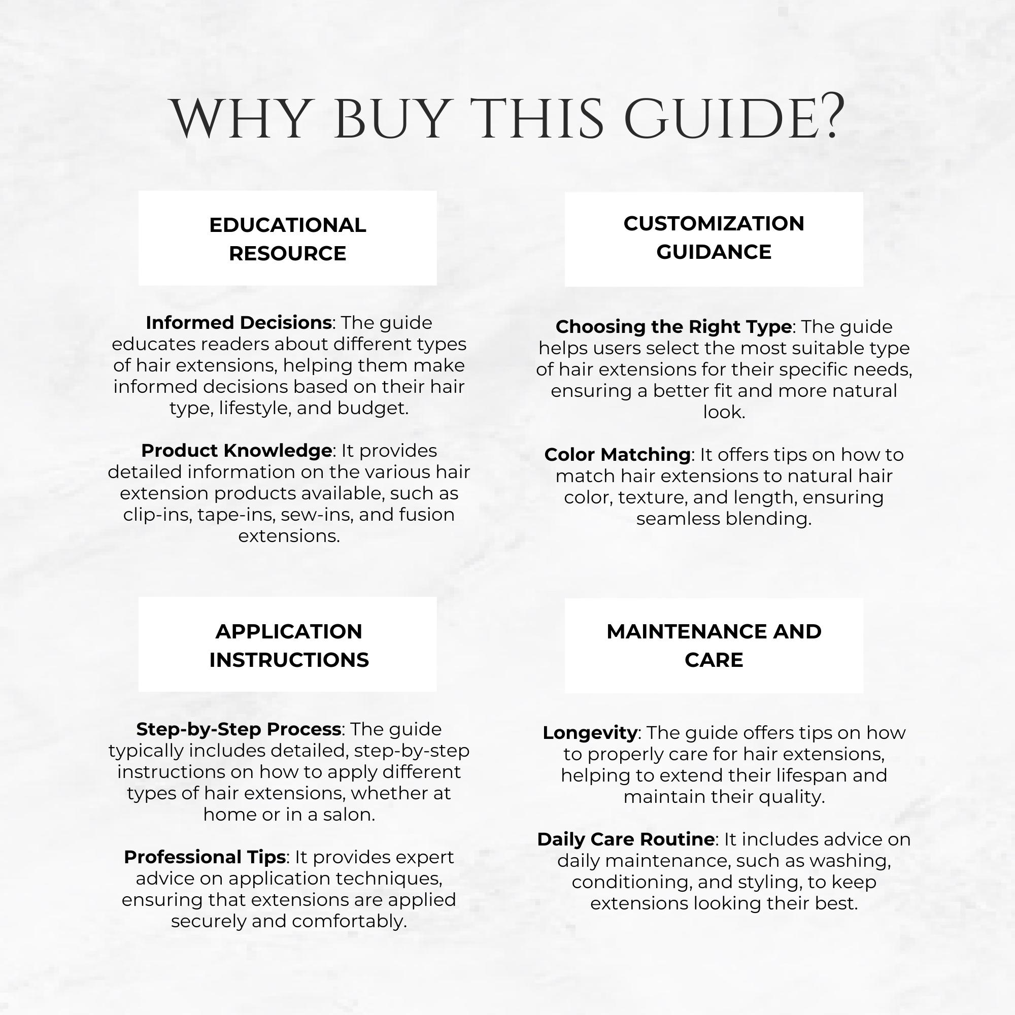 Hair Extension Guide Template Printable Hair Extension Care Guide Hair ...