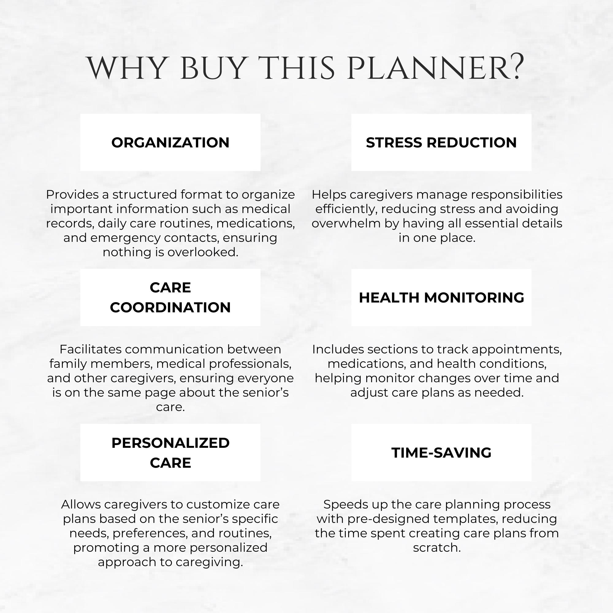 Senior Care Planner Template Printable Caregiver Planner Elderly Care ...