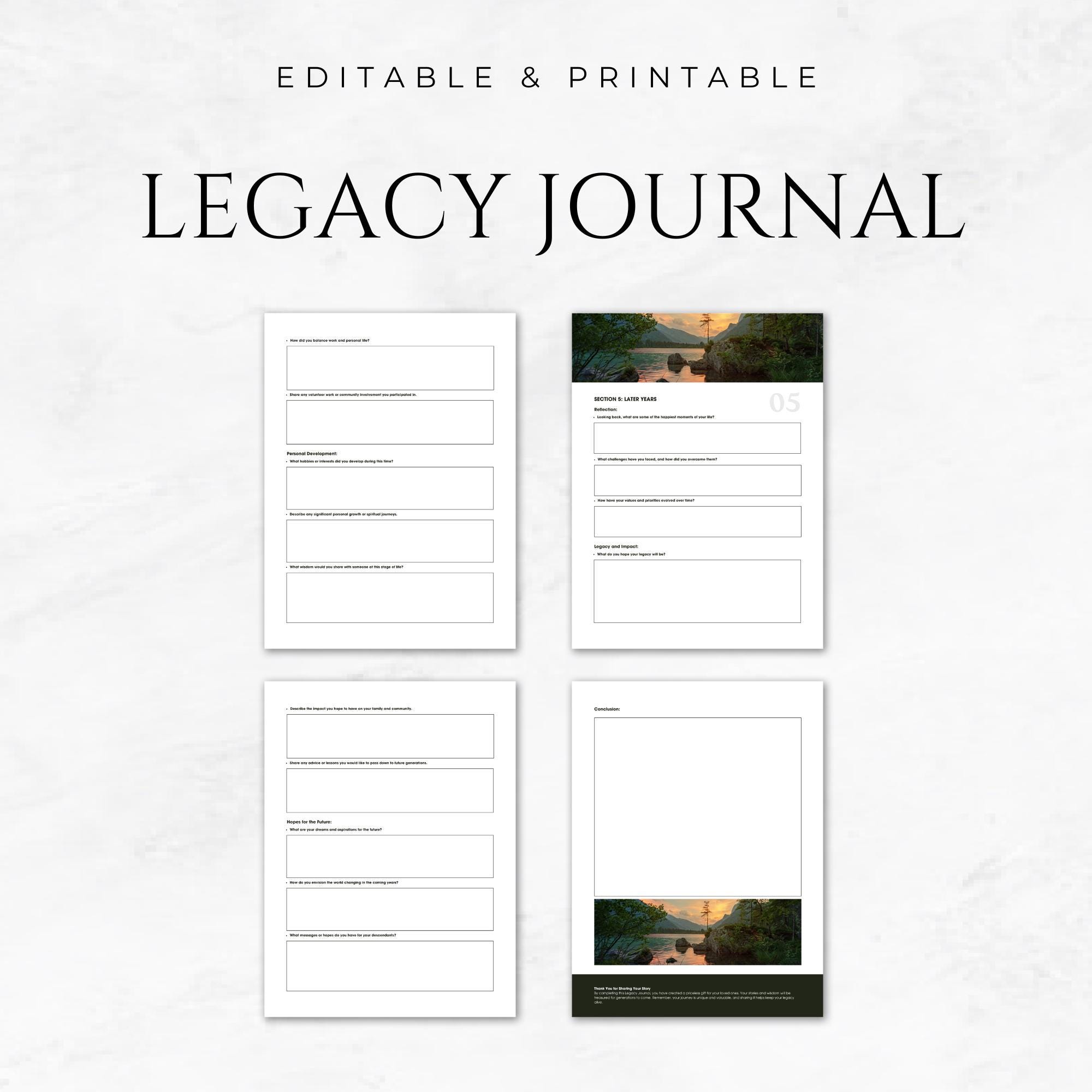 Personal Legacy Journal Template Printable Ancestry Journal Life Story ...