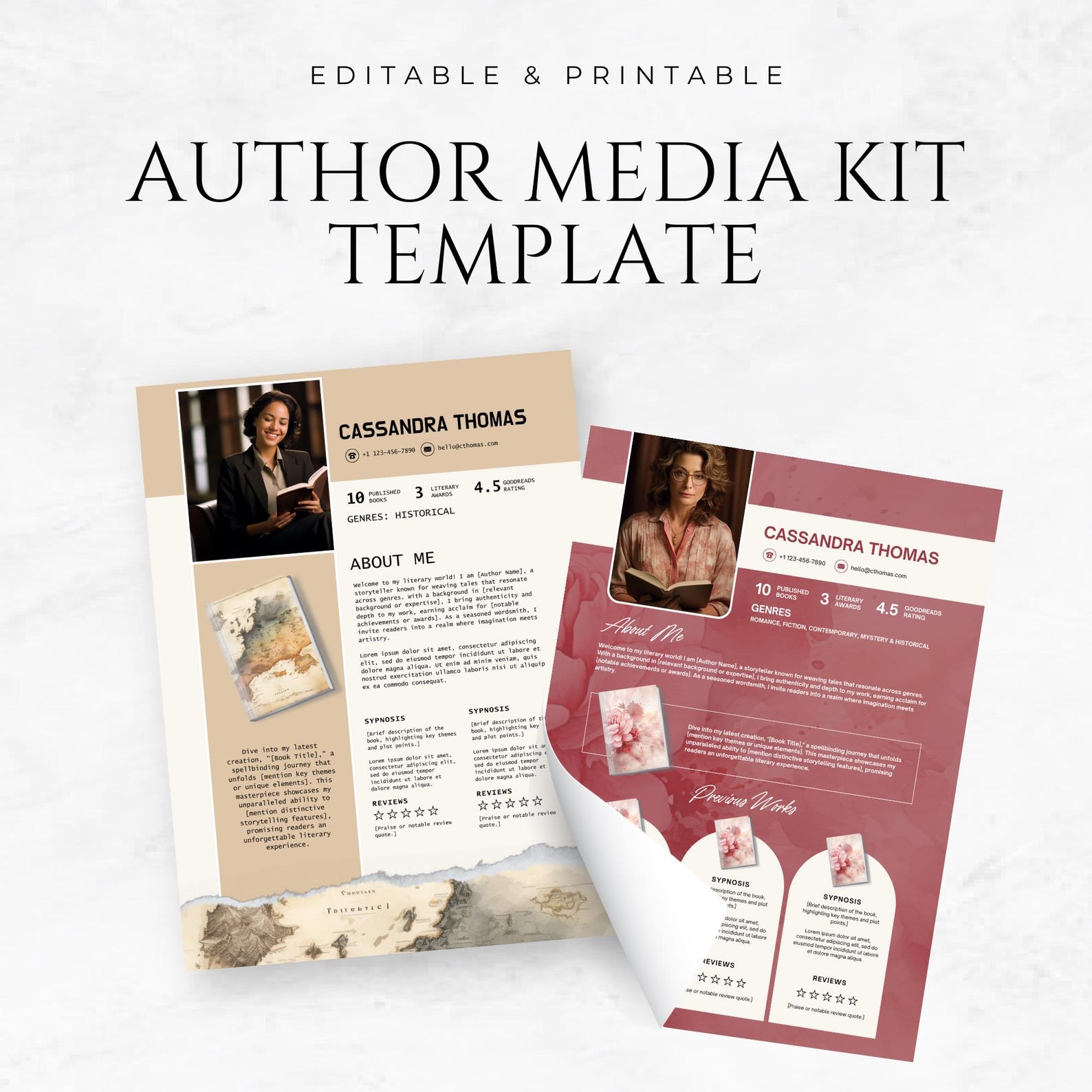 Author Media Kit Canva Template Printable Author Press Kit Book Launch ...