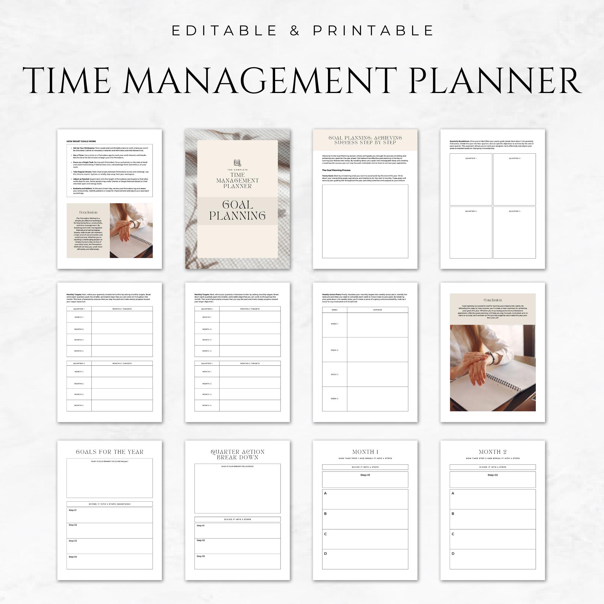 Time Management Planner Canva Template Productivity Planner Goal ...