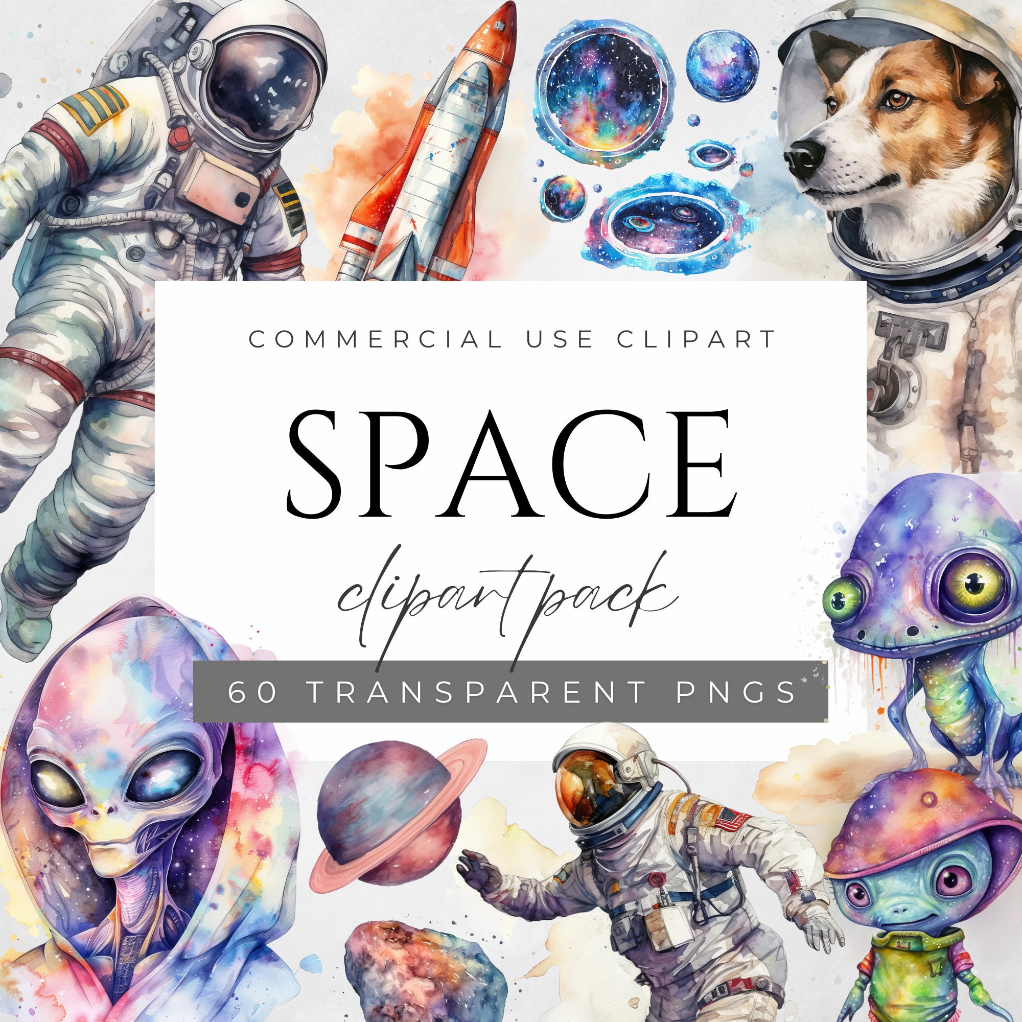 Space Clipart, Astronaut Clipart, Alien Clipart, Planets Clipart, Space ...