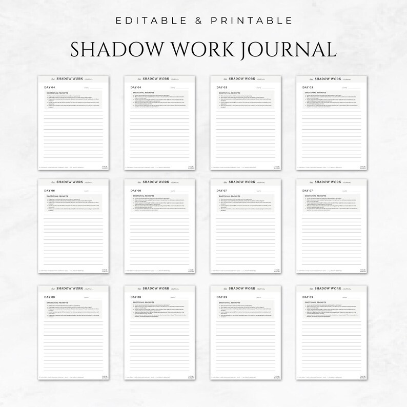 Shadow Work Journal Template Printable Shadow Work Workbook Shadow Work ...
