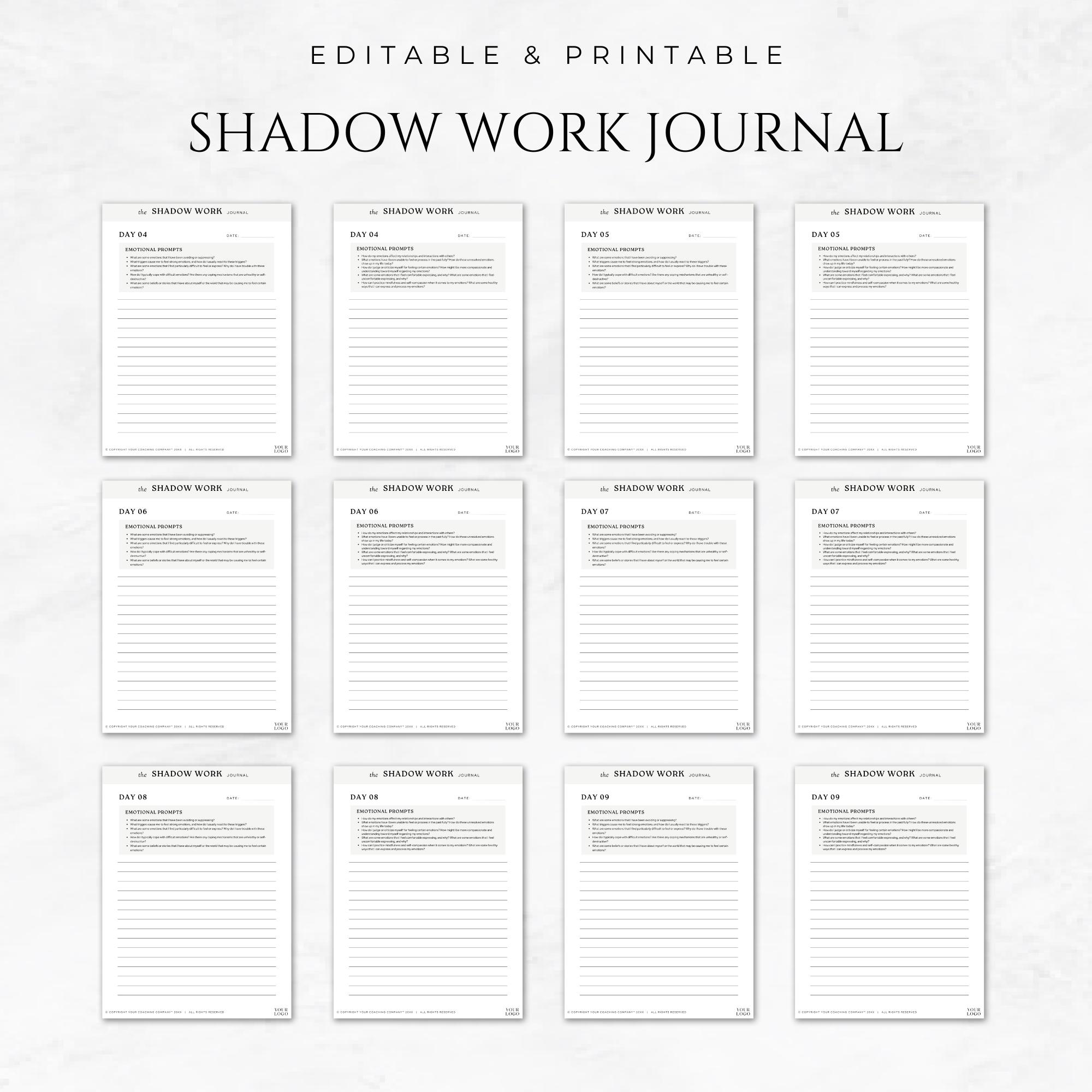 Shadow Work Journal Template Printable Shadow Work Workbook Shadow Work ...