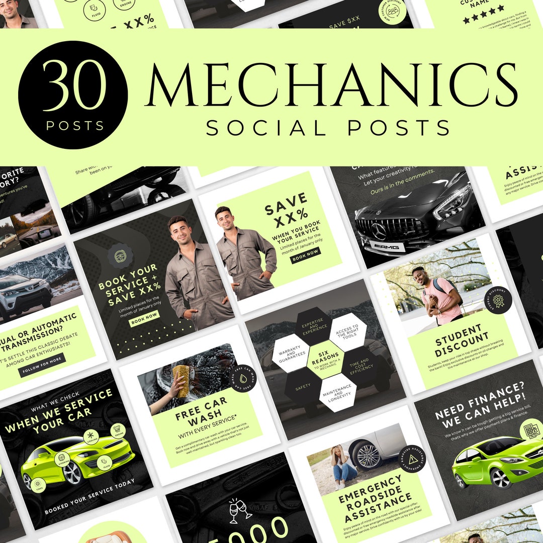 Mechanics Instagram Post Templates Car Mechanics Social Media Templates ...