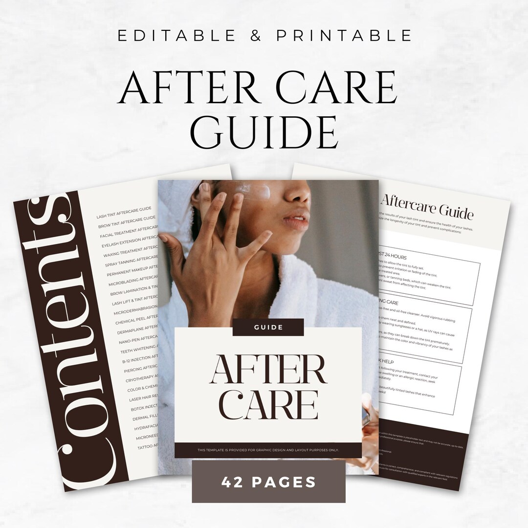 After Care Guide Template Printable Beauty Treatment Aftercare Wellness ...