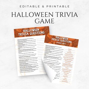 Halloween Trivia Game Template Printable DIY Halloween Games Spooky ...