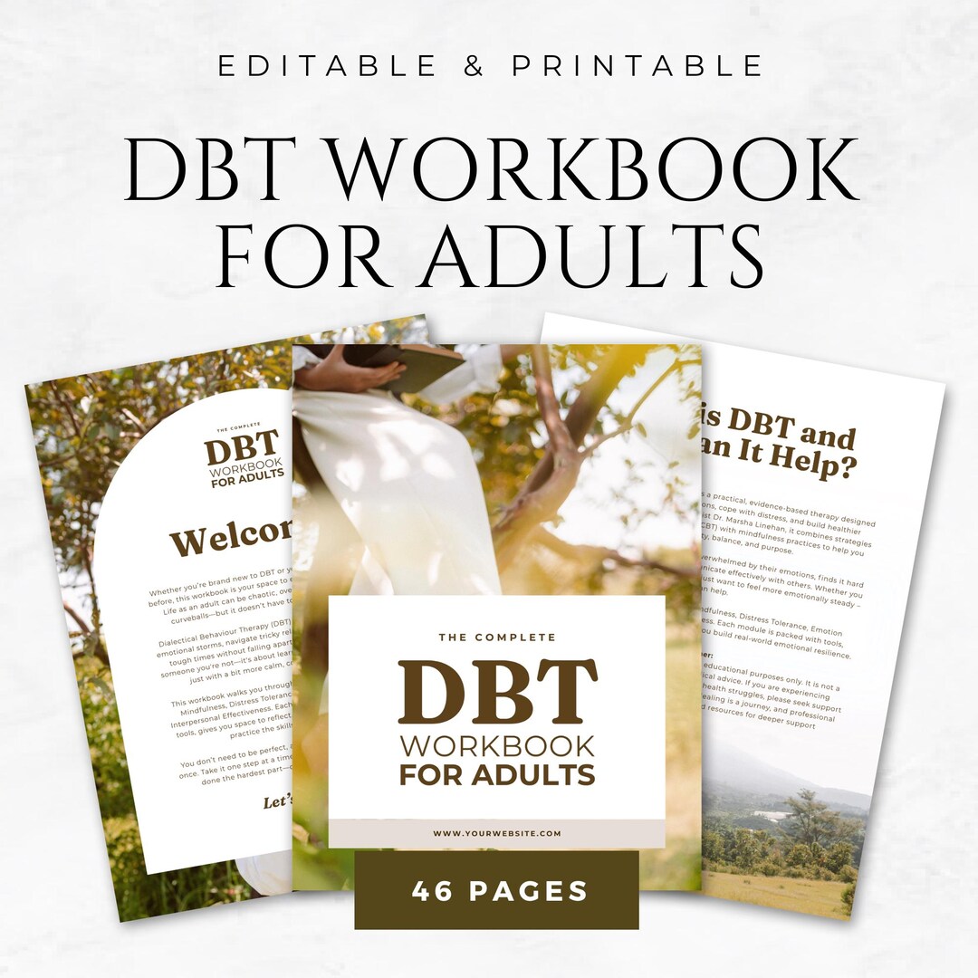 DBT Workbook for Adults: Editable Canva Template, Mental Health ...