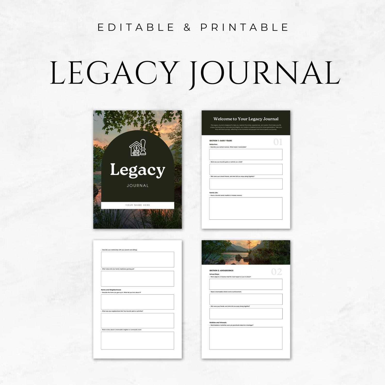 Personal Legacy Journal Template Printable Ancestry Journal Life Story ...