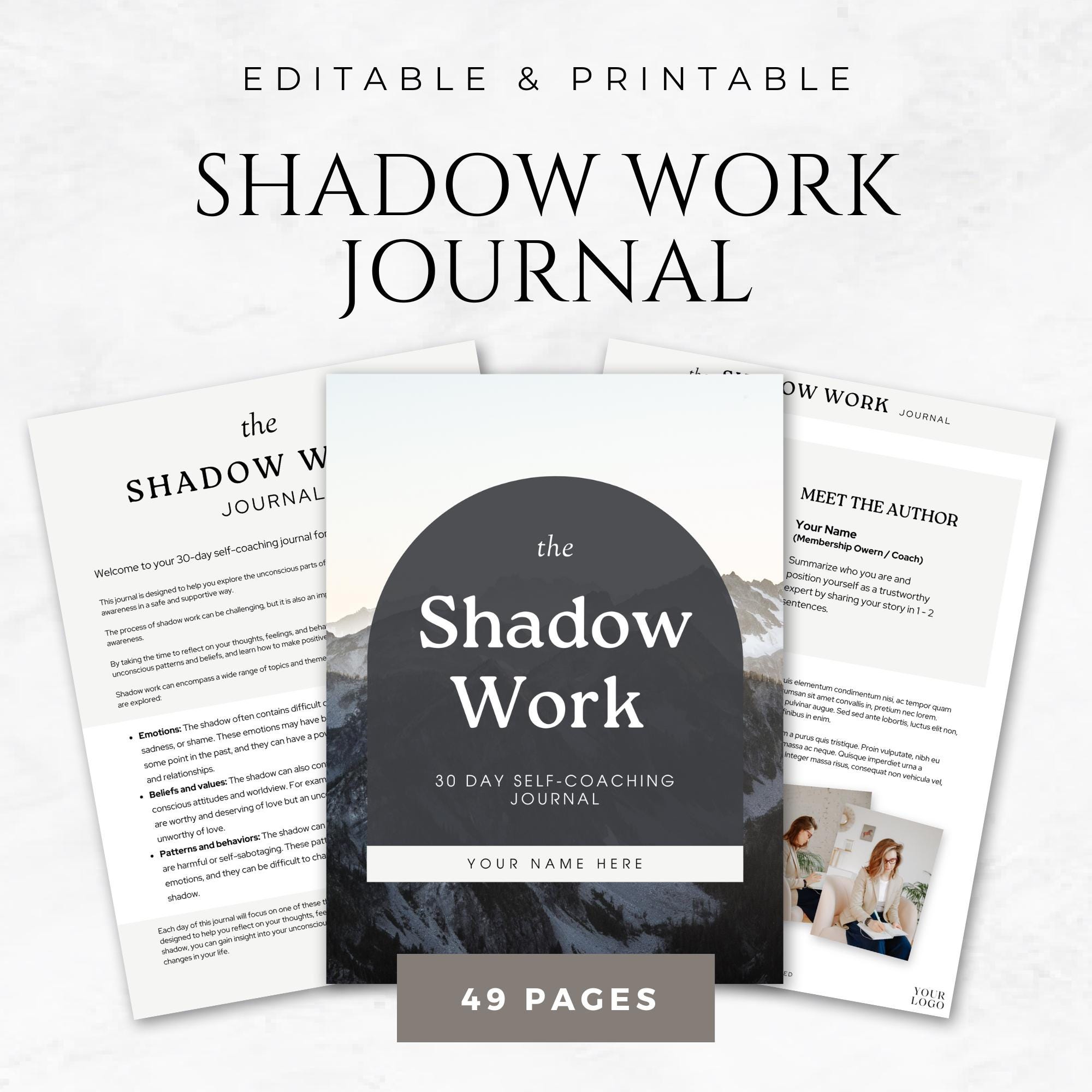 Shadow Work Journal Template Printable Shadow Work Workbook Shadow Work ...