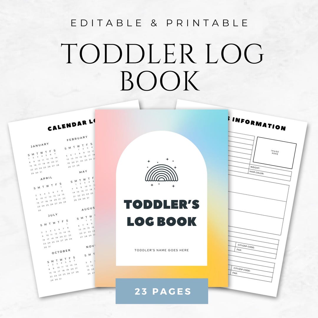 Toddler Daily Log Book Printable Childcare Daycare Tracker Nursery ...