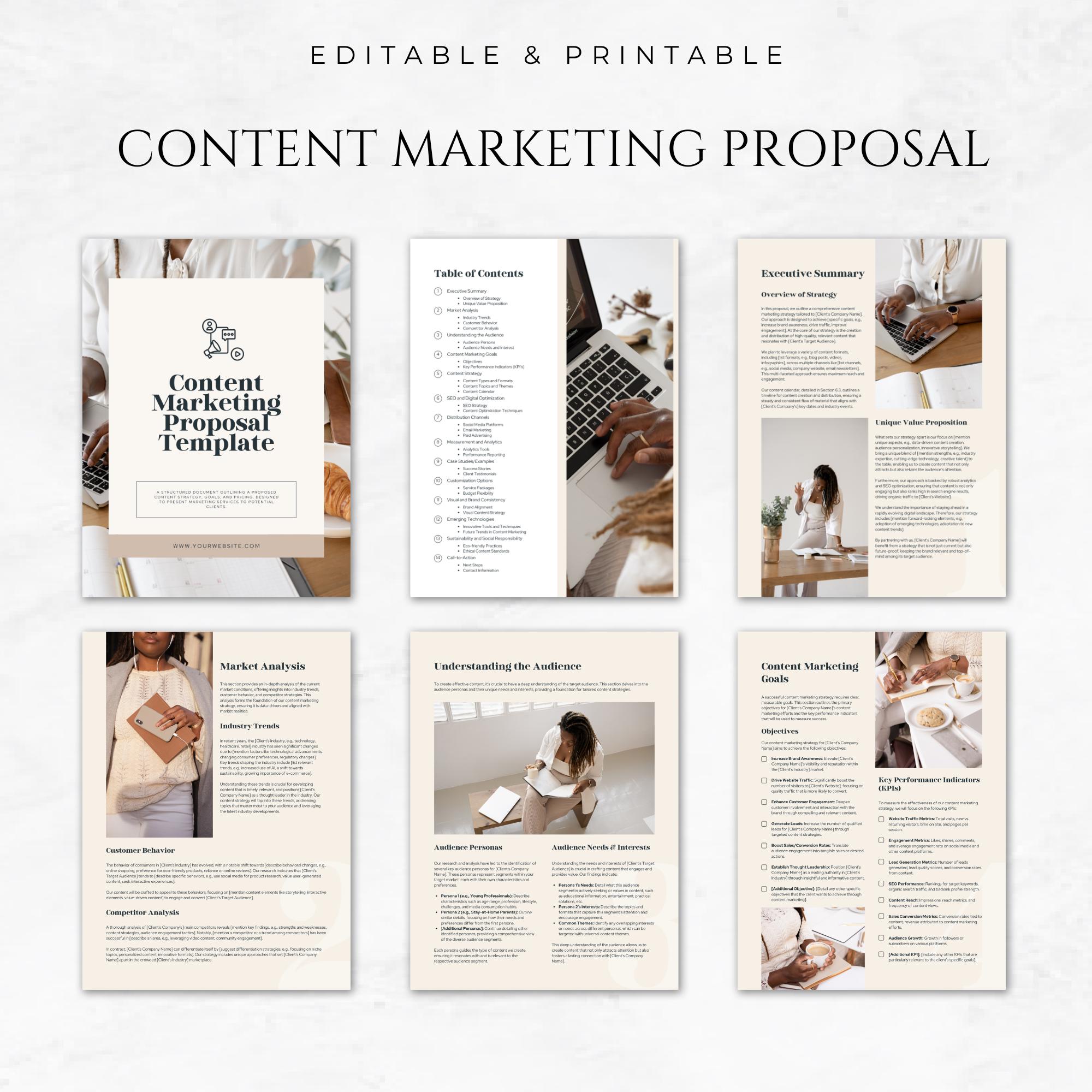 Content Marketing Proposal Template Printable Digital Marketing ...
