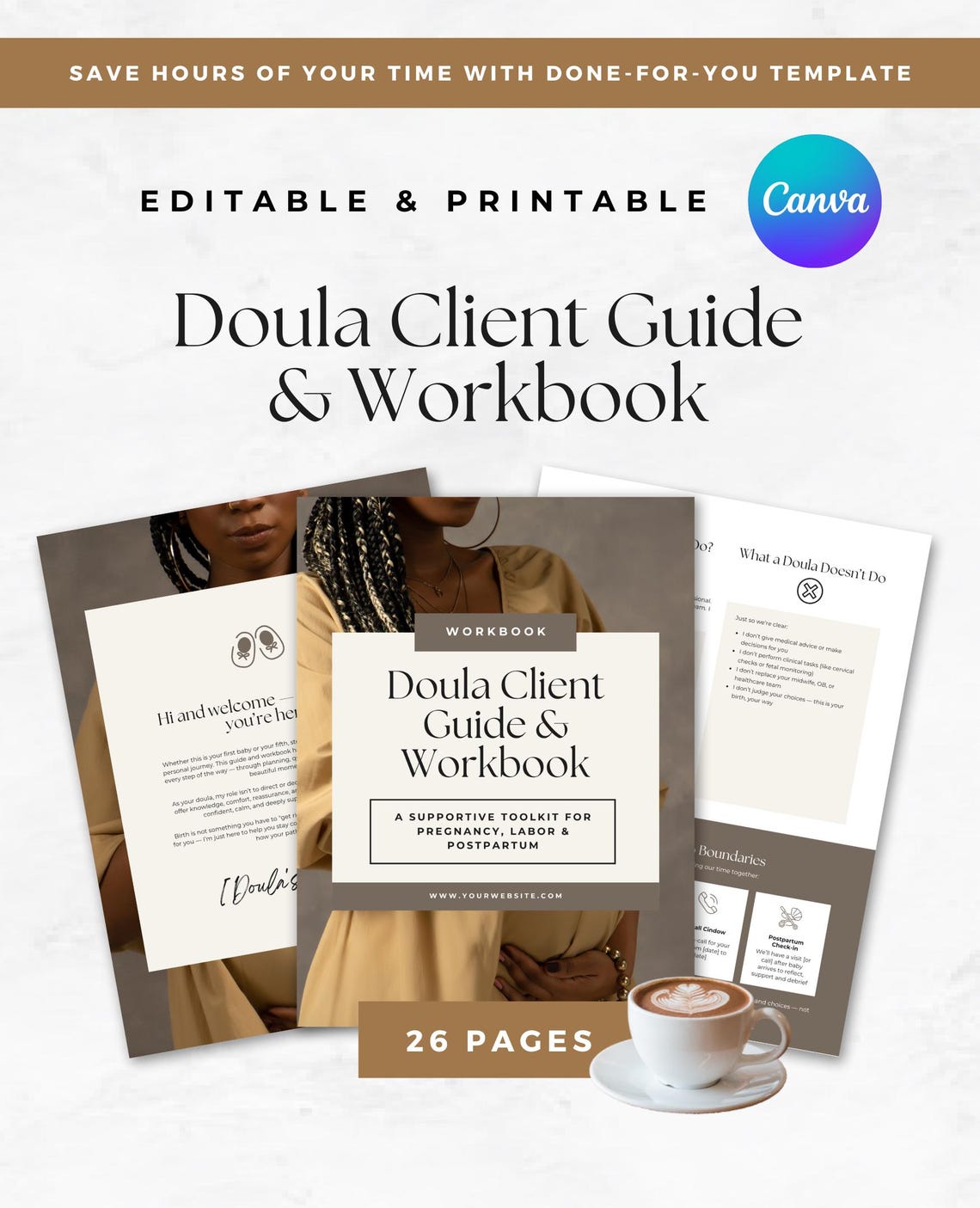 Doula Client Guide & Workbook Template Canva Workbook for Birth ...