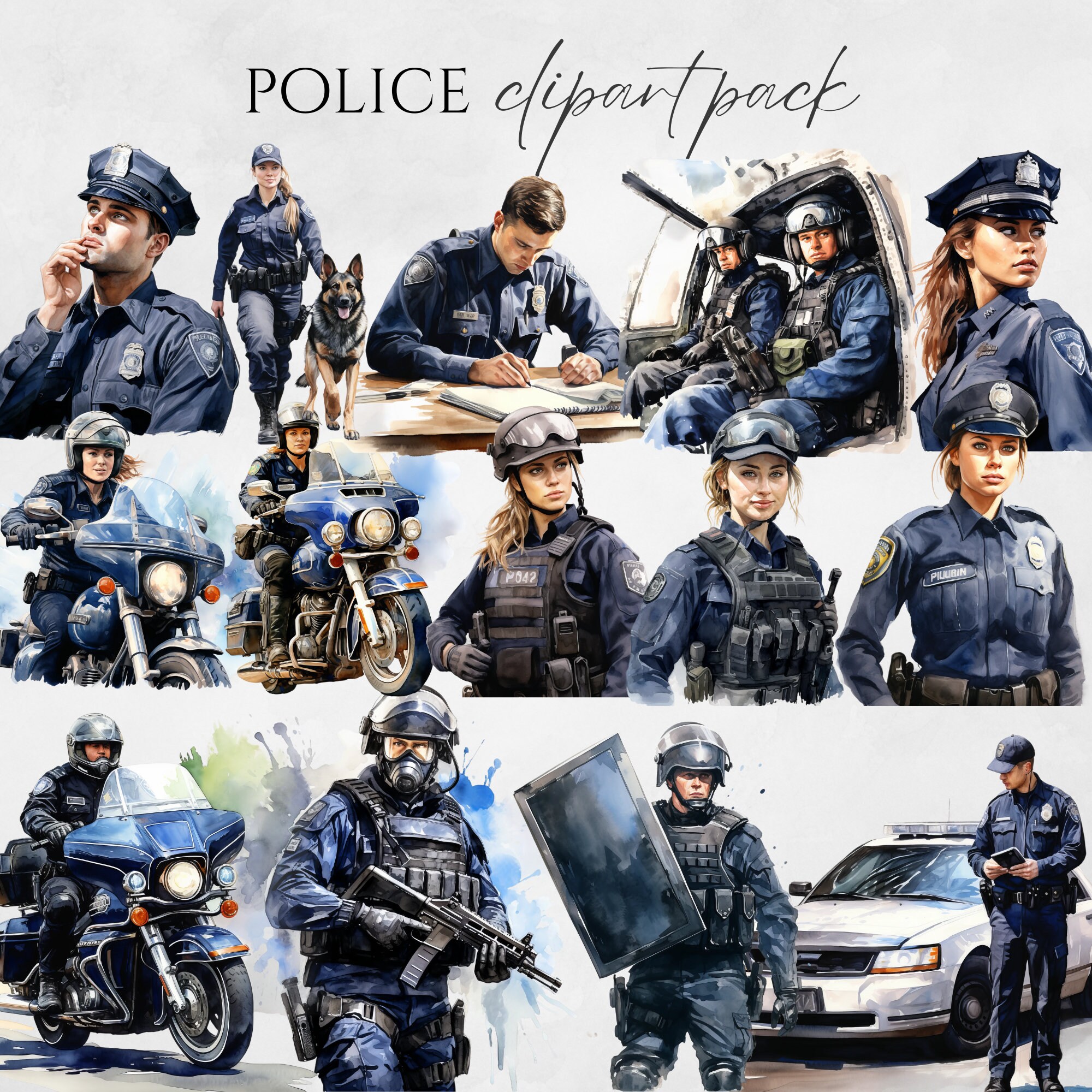Police Clipart Watercolor Police Clip Art Police PNG Police Officer ...
