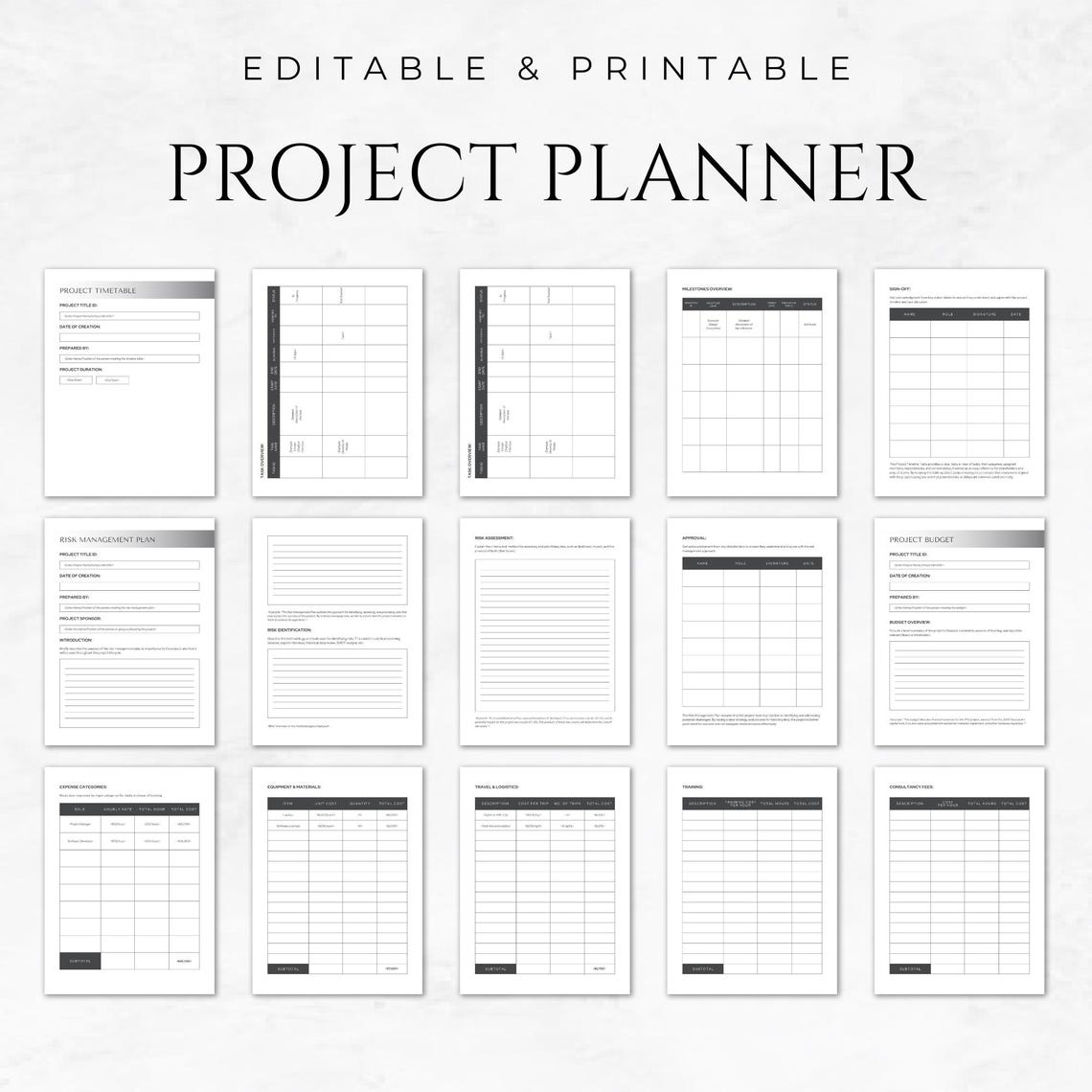 Project Planner Template Printable Project Management Template Project ...